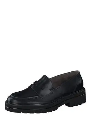 Paul Green Samone Patent Leather Loafer Flats - Black Brush Leather