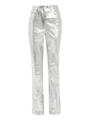 Helmut Lang Crinkled Mirrored-leather Pants - Silver