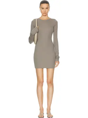 Eterne Eterne Long Sleeve Crewneck Mini Dress Clay