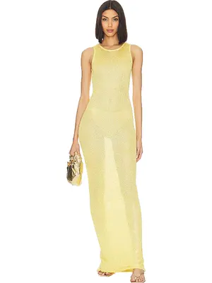 ASTA RESORT Natalia Maxi Dres - Chartreuse Sequin