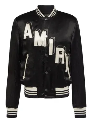 Amiri Satin Varsity Jacket - Black