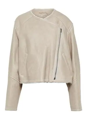 Isabel Marant Étoile Ostya Shearling-lined Leather Biker Jacket - Beige