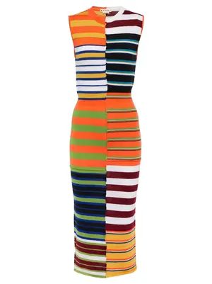 Marni Striped Wool Midi Dress - Multicoloured