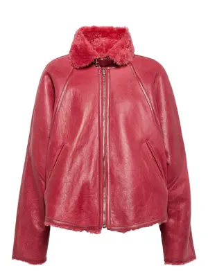 Isabel Marant Acassy Shearling-trimmed Leather Jacket - Pink