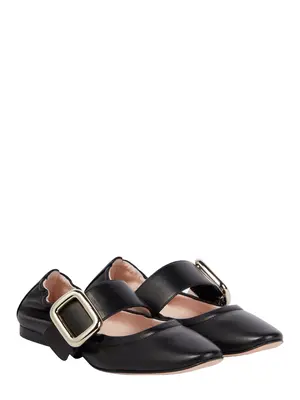 ROGER VIVIER Soft Choc Babies Leather Ballet Flats - Black