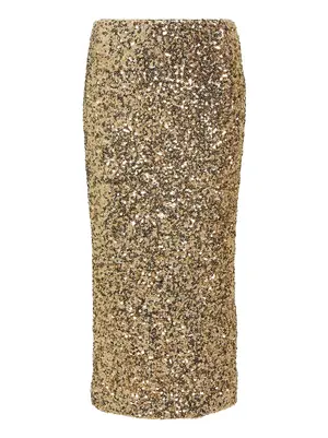 Remain Birger Christensen Sequined Midi Skirt - Gold
