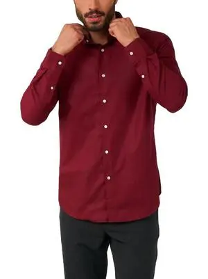 OPPOSUITS Blazing Burgundy Solid Button-up Shirt