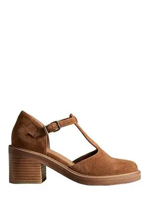 Seychelles Soulmate T-Bar Heels Brown Suede
