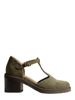 Seychelles Soulmate T-Bar Heels Dark Green Suede