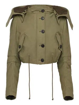Prada Cropped Hooded Jacket - Green