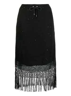 BRUNELLO CUCINELLI Fringed Edge Midi Skirt