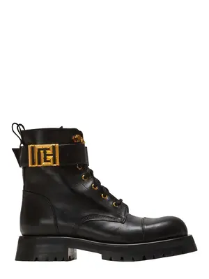 Balmain Romy Lace-up Leather Boots - Black