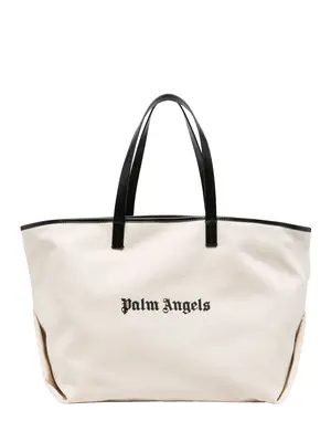 Palm Angels Logo-print Canvas Tote Bag - Black