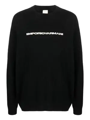Emporio Armani Logo-print Crew-neck Jumper - Black