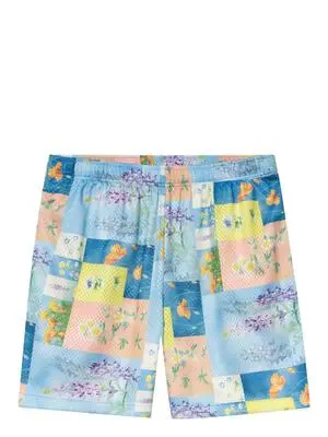 John Elliott Grid-print Shorts - Blue