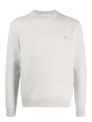 Maison Kitsuné Fox-patch Wool Jumper - Grey