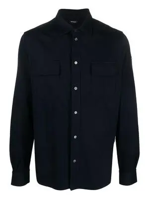 Kiton Logo-embroidered Stretch-cotton Shirt - Blue