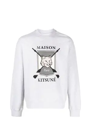 Maison Kitsuné Logo-print Cotton Sweatshirt - Grey