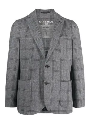 CIRCOLO 1901 Plaid-check Single-breasted Blazer - Blue