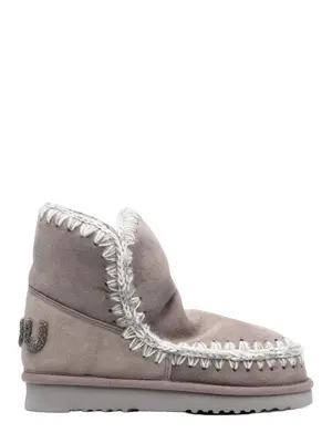 Mou Logo-appliqué Suede Ankle Boots - Grey