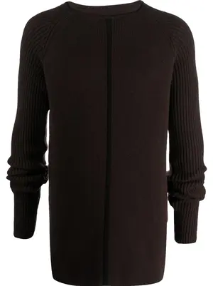 Rick Owens Wide-ribbed Crew-neck Jumper - Brown