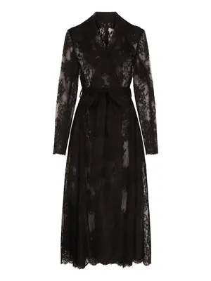 Dolce & Gabbana Lace Panel Long-sleeve Coat - Black
