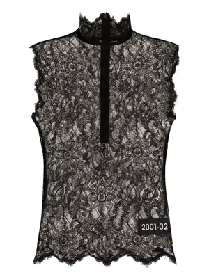 Dolce & Gabbana Floral Lace Top - Black