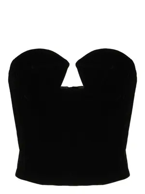 Rokh Cut-out Velvet-effect Bustier - Black