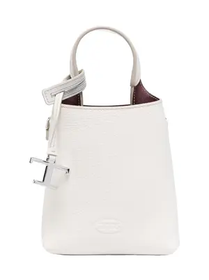 TOD'S Debossed-logo Leather Mini Bag - White