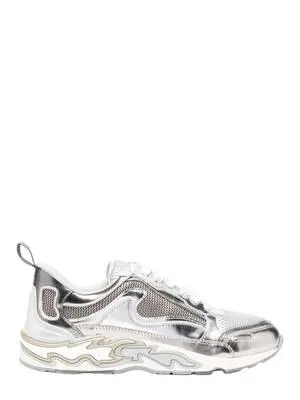 Sandro Flame-detail Panelled Sneakers - Silver