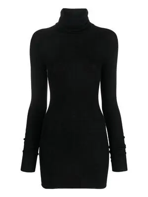 Rick Owens Ribbed-knit Wool Minidress - Black