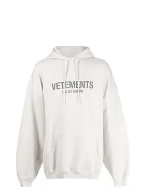 Vetements Logo-print Drawstring Hoodie - Grey