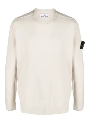 Stone Island Compass-motif Long-sleeve Jumper - Neutrals
