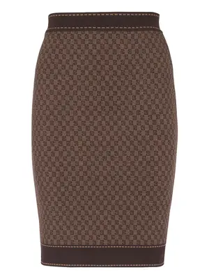 Balmain Monogram-jacquard Mini Skirt - Brown