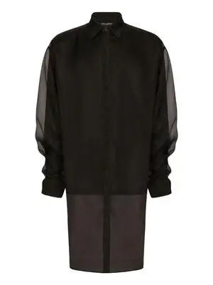 Dolce & Gabbana Ruffle-detail Semi-sheer Shirt - Black