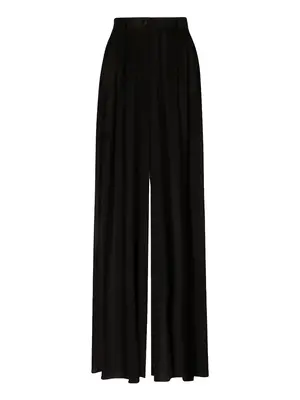 Dolce & Gabbana Wide-leg Stretch-silk Trousers - Black