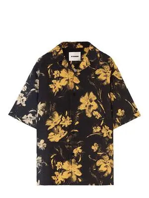 JIL SANDER Floral-print Cotton Shirt - Black
