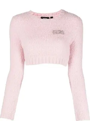 Gcds Crystal-embellished Crop Top - Pink