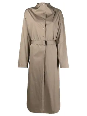 LEMAIRE Belted-waist Cotton Dress - Green