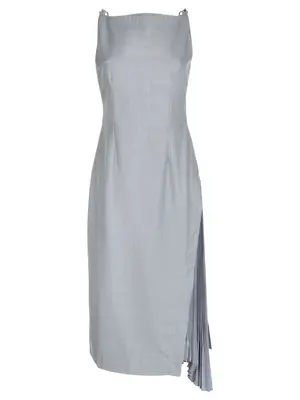 Rokh Side-pleats Midi Dress - Grey