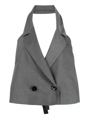 Dorothee Schumacher Button-up Halterneck Waistcoat - Grey