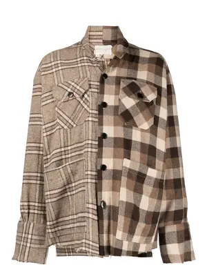 GREG LAUREN Mix-print Long-sleeve Shirt - Brown