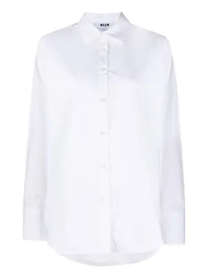 MSGM Embroidered-logo Cotton Shirt - White
