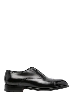 Santoni Lace-up Leather Loafers - Black