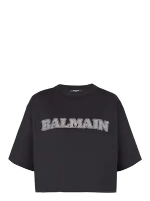 Balmain Rhinestone Logo T-shirt - Black