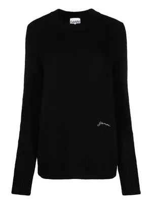 GANNI Crew-neck Alpaca Wool-blend Jumper - Black