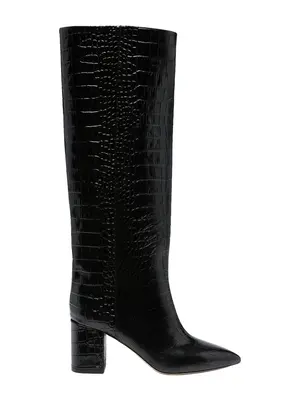 Paris Texas Anja 70mm Crocodile-embossed Boots - Black