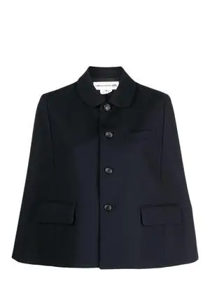 Comme Des Garçons Cape-style Single-breasted Wool Blazer - Blue