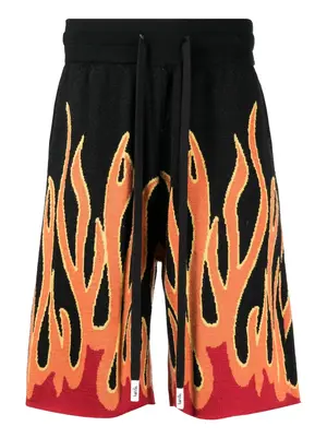HACULLA. In Flames Intarsia-knit Shorts - Black