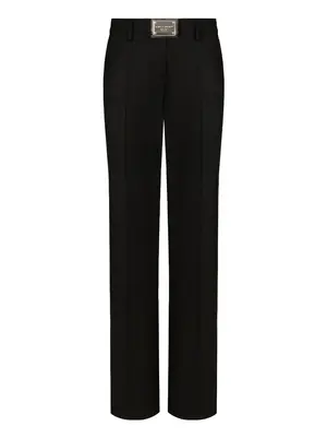 Dolce & Gabbana Logo-plaque Straight-leg Trousers - Black